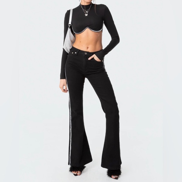 Edikted | Pants & Jumpsuits | Edikted Silver Stripe Set | Poshmark